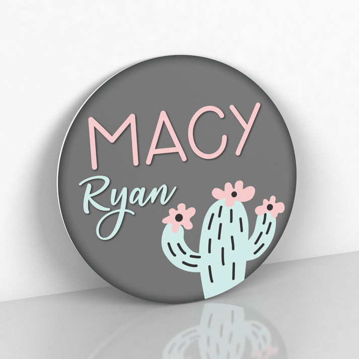 Cactus Name Sign for Nursery Decor Wall Art - Personalized Name Sign f ...