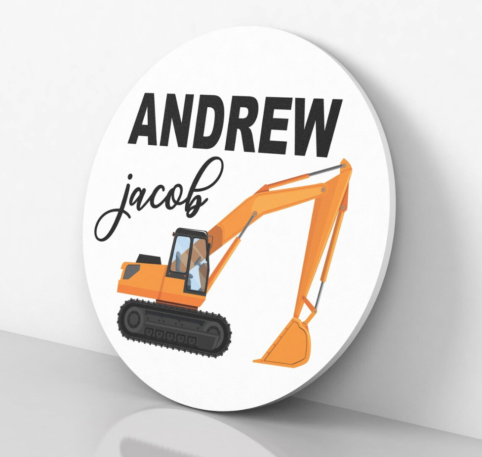 Construction Themed Name Sign - Personalized Name Sign for Kids Bedroo – Letters by Leslie